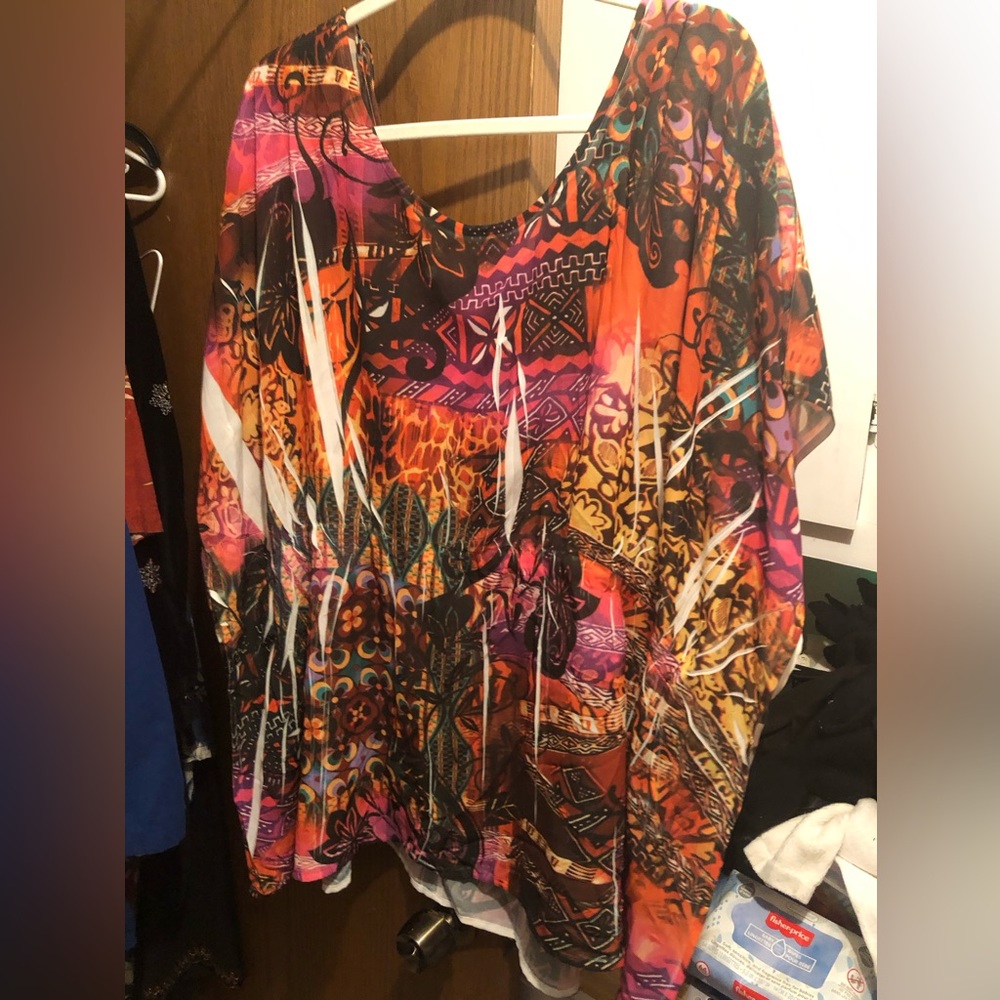 Miss Tina Polynesian Sublimation Print Poncho- 663 $3… - Gem